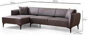 HANAH HOME rohová pohovka BELISSIMO vlevo tmavě šedá 560ARE1801