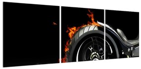Obraz kola v ohni (120x40 cm)