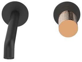 Invena Moonlight, podomítková umyvadlová baterie, černá matně-růžové zlato, INV-BP-77-U14-V
