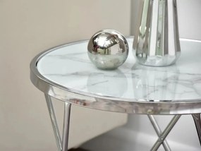 MPT Odkládací stolek Amin S - sklo - mramor bílý, chrom