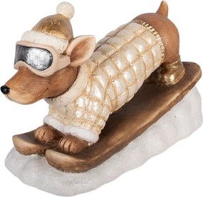 Dekorace jezevčík v lyžařském obleku Dachshund - 50*23*29 cm