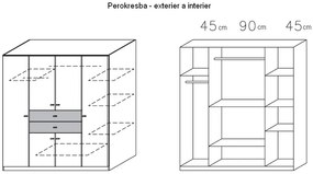 Šatní skříň Landsberg, dub sonoma/bílá