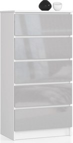 Komoda K60 5SZ bílá/metalický lesk