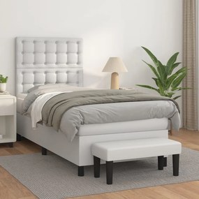 Box spring postel s matrací bílá 100x200 cm umělá kůže 3137648