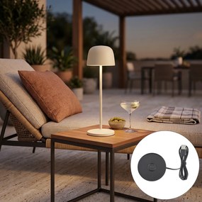 Stolní lampa béžová vč. LED dobíjecí s nabíjecí stanicí IP65 - Raika