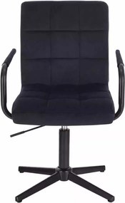 LuxuryForm DESIGN Otočná židle VERONA BLACK VELUR na černém kříži - černá