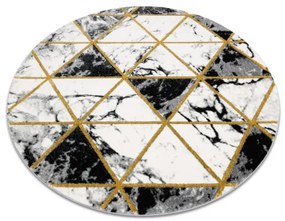 Dywany Luszczow Kusový koberec kulatý EMERALD EXCLUSIVE 1020 mramor, trojúhelníky černý / zlato Rozměr koberce: 120 cm KRUH