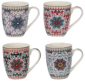 Set 4ks porcelánových hrnků s ornamenty Ornaments - 9*10 cm / 300 ml