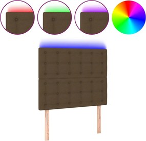 Čelo postele s LED tmavě hnědé 80x5x118/128 cm textil 3122835