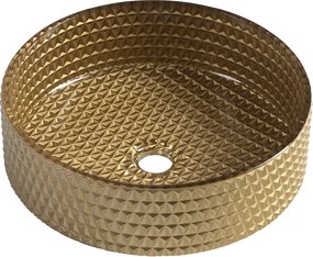 Sapho Sapho, MARAGUA gravírované skleněné umyvadlo na desku Ø 39,5 cm, zlatá, TY214Z