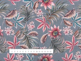 Biante Dekorační povlak na polštář PML-043 Tropické květy na šedém 50 x 50 cm