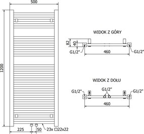 Mexen Pluton, elektrické topné těleso 1200x500 mm + topná tyč 600 W, chromová, W106-1200-500-2600-01