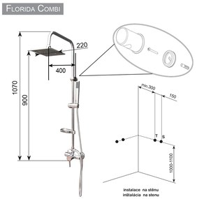 Roth Florida Combi sprchová souprava s baterií 150 mm chrom 4000322