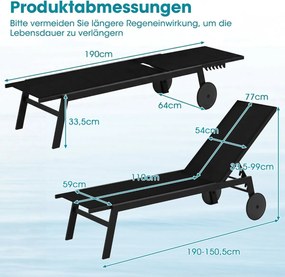 Costway Lehátko s kolečky, zahradní lehátko s nastavitelným opěradlem
