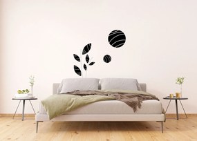 Samolepka na zeď Černo-Bílá Abstrakce s Květinami | 65 x 85 cm | DFL0486