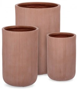 BIZZOTTO Set 3 vysokých květináčů RIBBED terakota 0790664