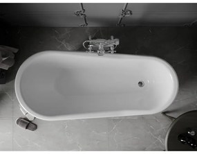 Mexen Retro, volně stojící vana 170 x 75 cm, bílá-černá, chromové nohy, 53251707575-00