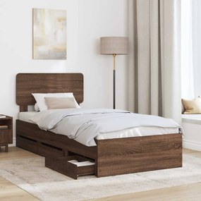 Rám postele se zásuvkou Hnědý dub 75 x 190 cm Dřevěný materiál 3412240