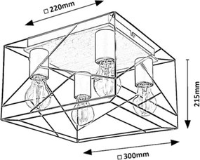 Rabalux Černé stropní svítidlo Boire pro žárovku 4x E27 71024