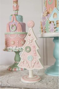 Pastelově růžová dekorace vánoční stromek Christmas Tree Pastello - 12*9*25 cm