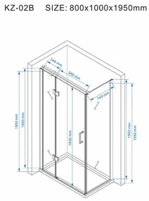 BPS-koupelny Obdélníkový sprchový kout HYD-OK02B 100x80 černý/transparent - bez vaničky
