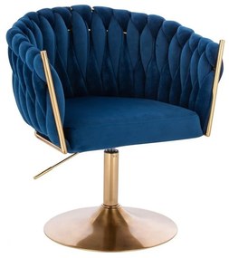 LuxuryForm DESIGN Otočná židle NORDEN VELUR na zlatém talíři - modrá
