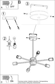 Černé stropní svítidlo 68x86,5 cm Benedett – Sollux