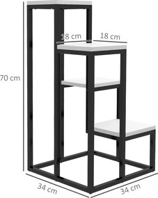 Outsunny stojan na rostliny ocelový stojan na květiny 4 úrovně pro zahradu balkon 34x34x70cm Bílá | Aosom.de