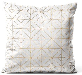 Dekorační velurový polštář Elegantní mřížky - zlatá geometrická glamour kompozice