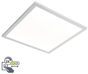 Čtvercové stropní svítidlo chrom 45 cm vč. LED IP44 - ploché