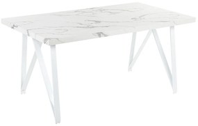 Jídelní stůl s mramorovým efektem 160 x 90 cm bílý/šedý GRIEGER Beliani