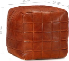 Sedací puf bronzový 40 x 40 x 40 cm pravá kozí kůže 248135
