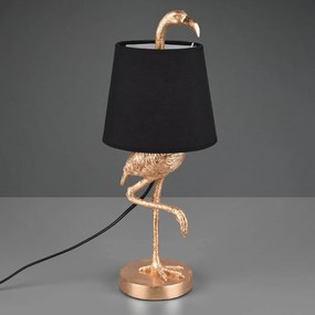 Stolní lampa Lola s plameňákem, černá/zlatá