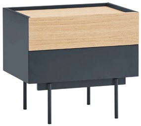 OnaDnes -20% Antracitově šedý dubový noční stolek Teulat Otto 50 x 35 cm