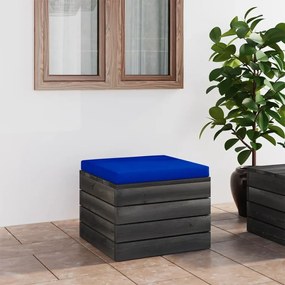 vidaXL Zahradní taburet z palet s poduškou borové dřevo [3061705] Barva: Modrá