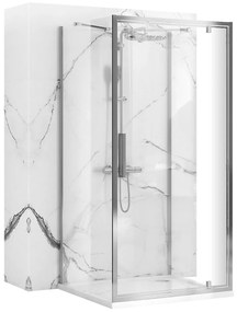 Rea Rapid Swing, 3-stěnový sprchový kout 90(dveře) x 90(stěna) x 195 cm, 6mm čiré sklo, chromový profil, KPL-09119