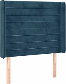 Box spring postel s matrací a LED tmavě modrá 90x200 cm samet 3139605