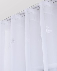 Záclona na řasící pásce Wave barva bílá látka poloprůhledná, pletený vzor, vzorované