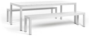 Hliníková sestava : Stůl Rio 210 + 2 lavice Rio 195 bílá