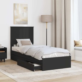 Postel s úložným prostorem Černá 75 x 190 cm Kompozitní dřevo 3411258