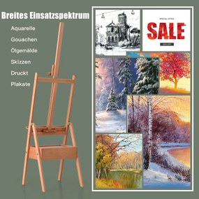 Costway Podlahový stojan Artist se zásuvkou z bukového dřeva stojan