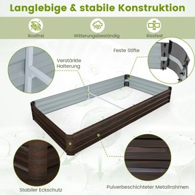 Costway Kovový vyvýšený záhon s vyztuženým držákem a bylinkovým záhonem