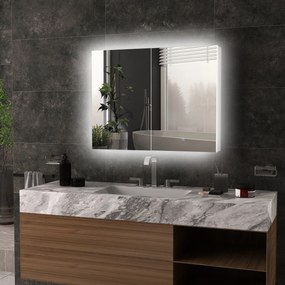 Kleankin nástěnná zrcadlová skříňka s LED osvětlením pro koupelnu 2-v-1, rozměry 90D x 15Š x 70V cm
