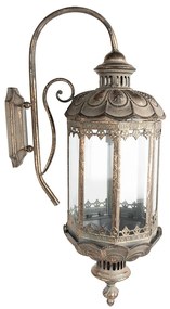 Zlatá antik nástěnná kovová lampa ve tvaru lucerny Milia - 29*23*65 cm E14/max 1*60W