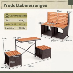 Costway 2-in-1 Venkovní skládací lavice Konvertibilní piknikový stůl a s kovovým