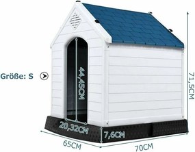 Costway Dog House Dog Jeskyně s vyvýšenou podlahou modro, modrá a bílá