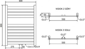 Mexen Uran, elektrické topné těleso 800x600 mm + topná tyč 300 W, zlatá lesklá, W105-0800-600-2300-50