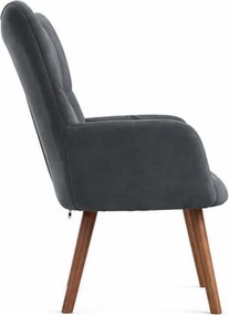 relaxační křeslo, odpočinkové, masivní kaučukovník/kov/samet, 97x62x70 cm, nohy tmavé/tmavě šedá, Dekorino KR20260088