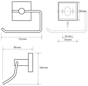 Mosazný držák na toaletní papír ve stříbrné barvě Sapho X-Square