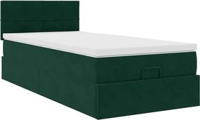 Osmanský rám postele s matrací tmavě zelené 100x200cm samet 3312605